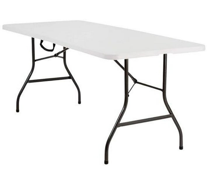 WGYI Folding 1.8m Table Heavy Duty Plastic Folding Table Finish Colour White Pre assembled Makro