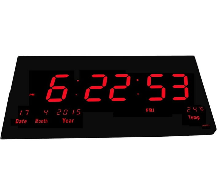 Generic Digital 15 cm X 25 cm Wall Clock (Black, With Glass, Standard ...