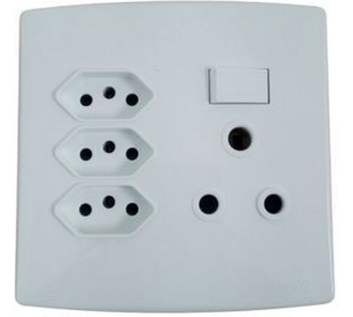 ONESTO P .Piper 4 x 4 Single 3 Pin +3x2 Pin Socket White -3 Pack Two ...