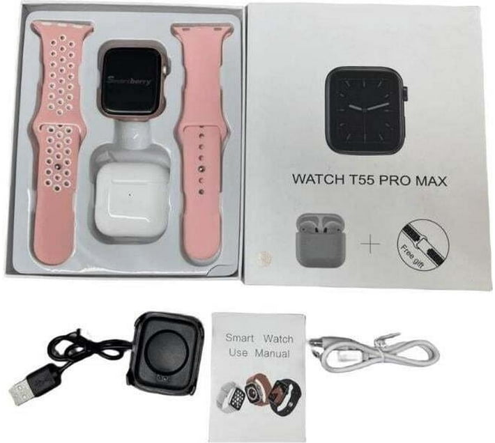 Buy Watch T55 Pro Max Smartwatch (Pink Strap) in Bulk | Makro Business