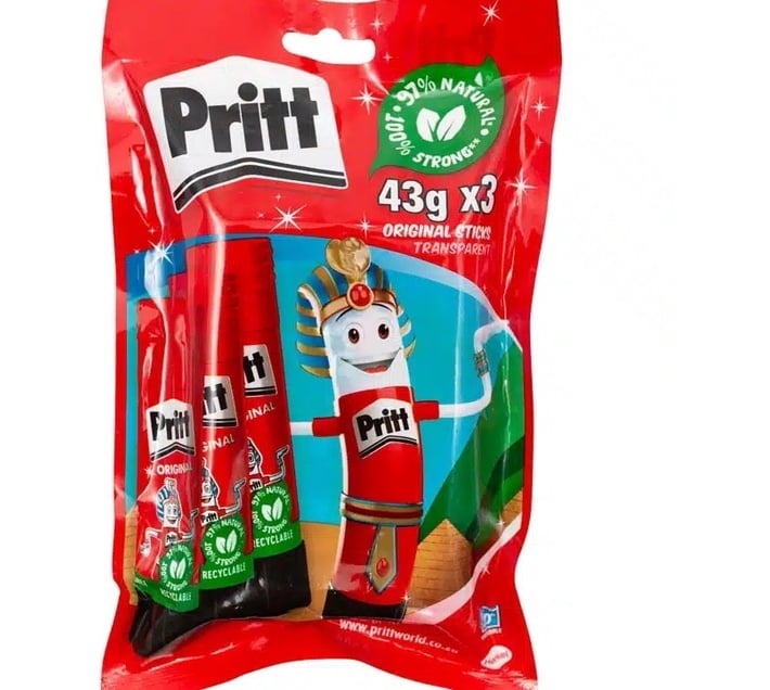 PRITT GLUE STICK 43G 3X CARDED 129 ml Adhesive Tool (Set of 3, Red) | Makro