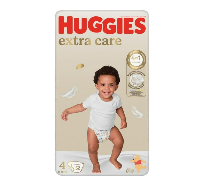 Buy Huggies Extra Care Baby Disposable Nappies Size 4 52 Pack 8-16kg in ...