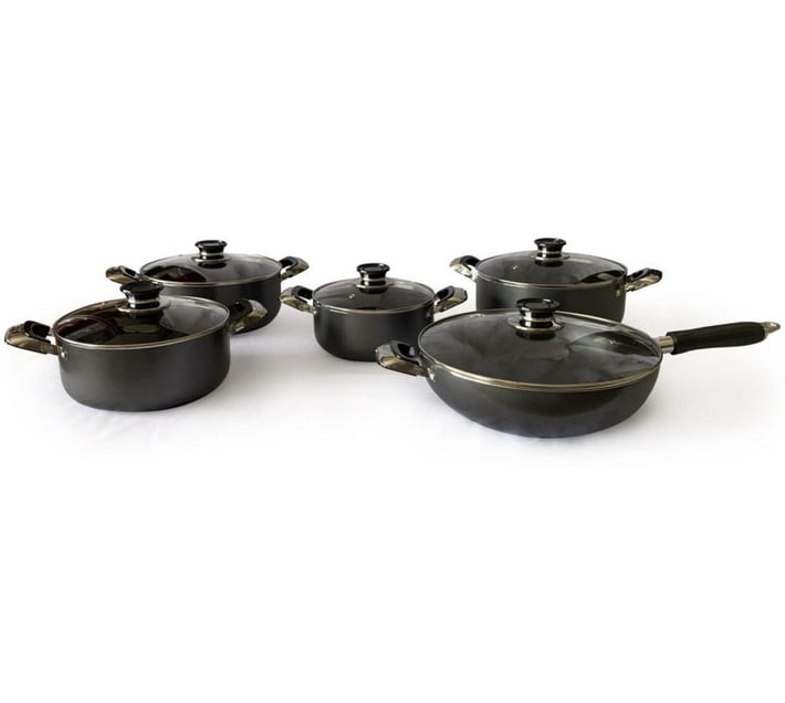 BC Casserole Pots and Wok Pan Non-Stick Coated Aluminium Cookware Set ...