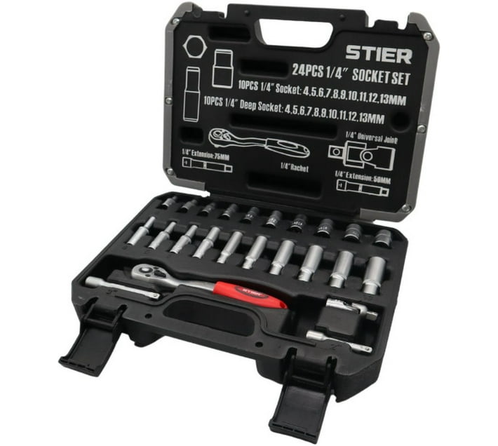 stier 24 Piece 1/4" Socket Set Socket Set (Pack of 24) | Makro