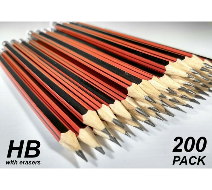 Buy HB 200 Pencils with Eraser Top Round (Set of 200, Brown) in Bulk ...