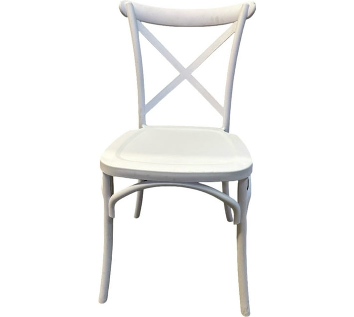 WGYI Cross Back (White) Plastic Cafeteria Chair (White, 1, Pre ...