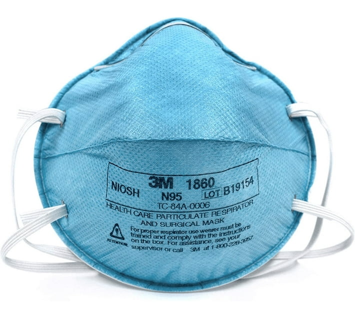 3M 1860 N95 Masks (Box of 20 Masks) 3M Half Mask (Blue, Free Size, Pack ...