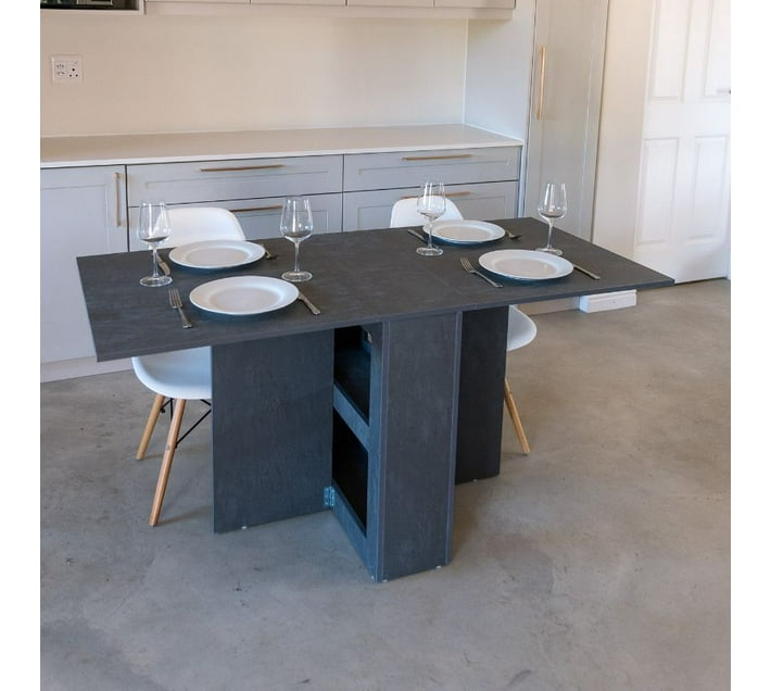 SpaceSave Folding 4 in 1 Console Engineered Wood Multipurpose Table ...