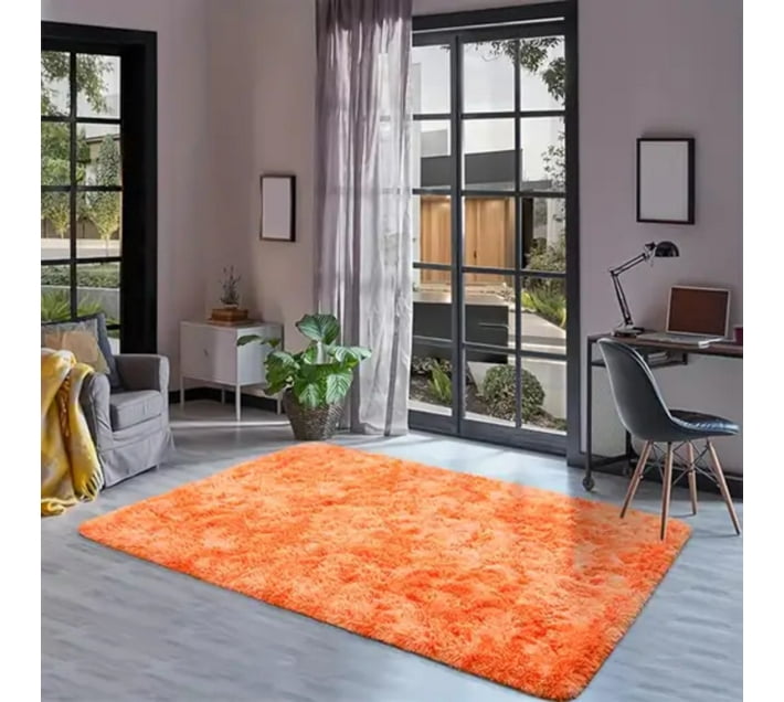 SMTE Orange Polyester Area Rug (150 cm, X 200 cm, Rectangle) | Makro