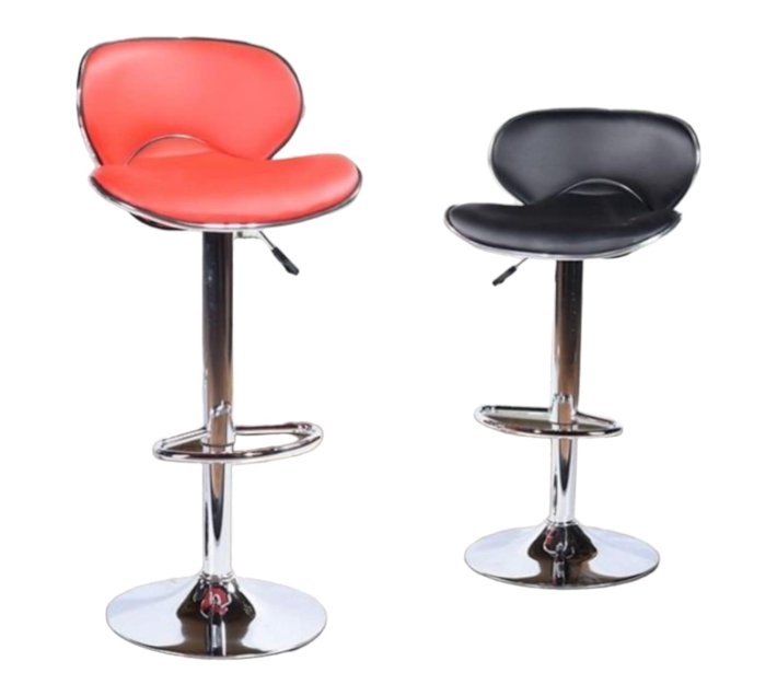 Smte - Bar Stools with Arms and Chrome Base - Set of 2 -Black & Red | Makro