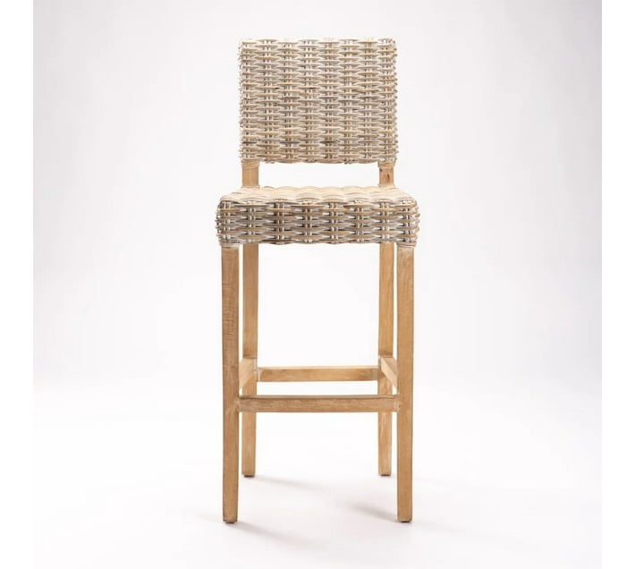 Brandy Whitewash Barstool Solid Wood Bar Chair | Makro