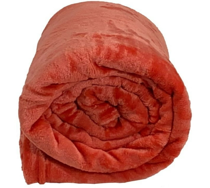 sozo Solid Double Fleece Blanket for Heavy Winter (Poly Cotton, Orange ...