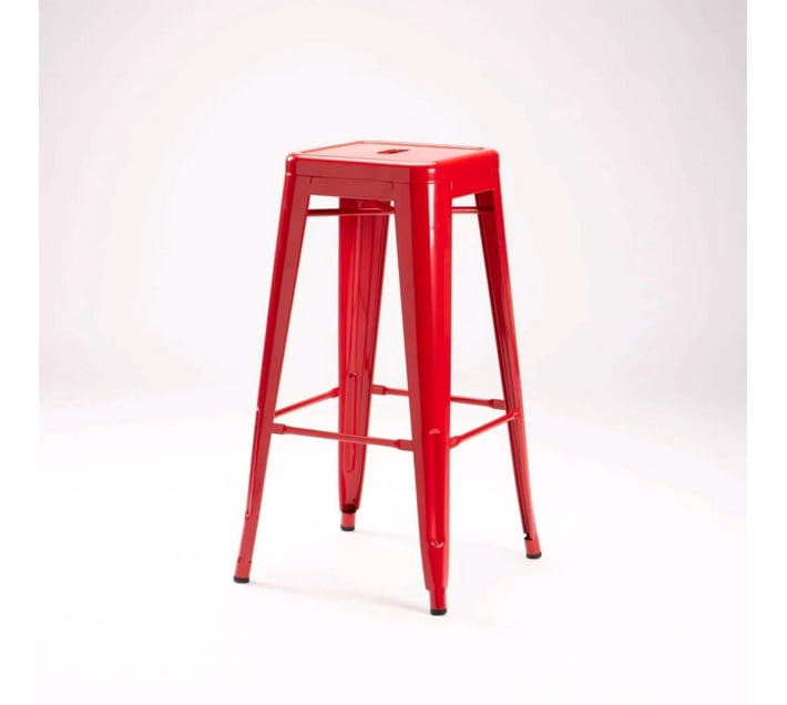 VIVIDITTO Metal Bar Stool (Finish Colour - Red, Pre-assembled) | Makro