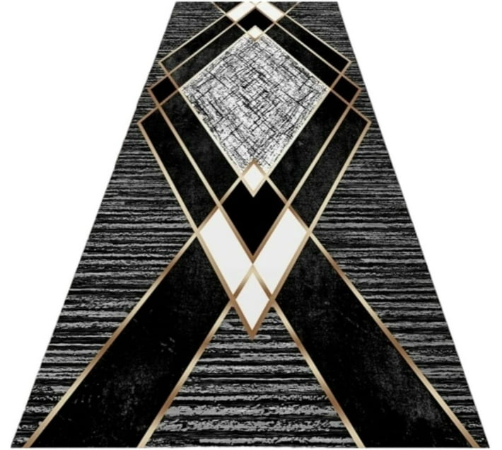 SMTE Black white Polyester Area Rug (80 cm, X 200 cm, Rectangle) | Makro