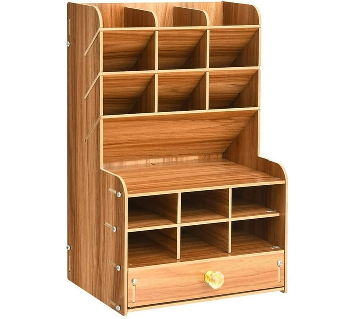 Buy Generic 17 Compartments Wood Table Organizer (Brown) in Bulk ...