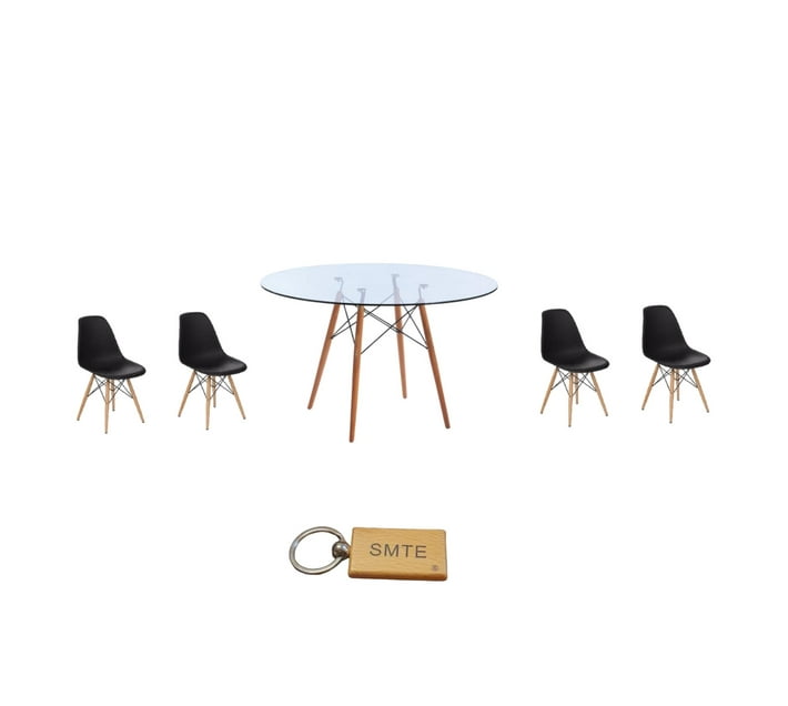 5 Piece Glass Table And Black Wooden Leg Chairs Smte Keyring Makro
