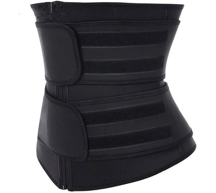 Generic Waist Training Corset Double Strap and Zip Waist Shaper Black ...