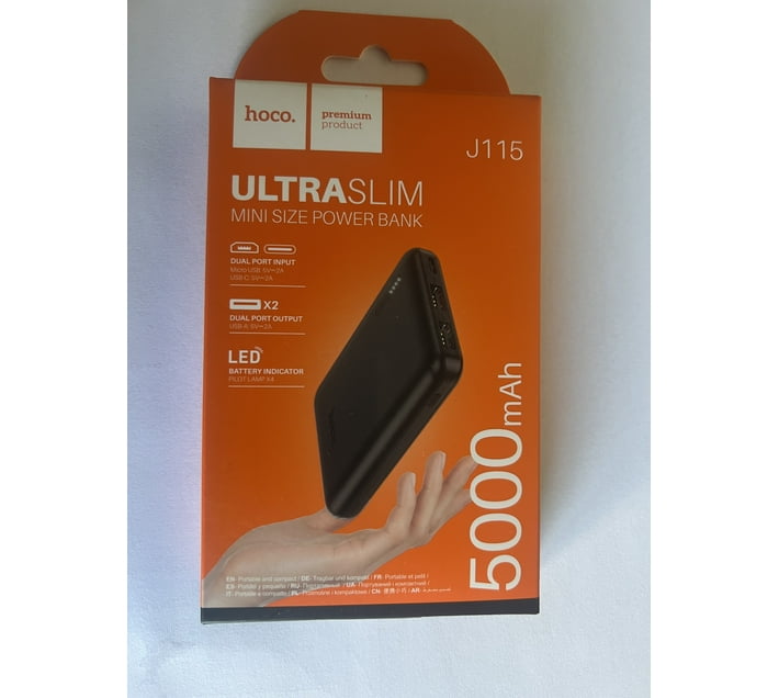 hoco 5000 mAh Power Bank (Black, Lithium-ion, Power Delivery 2.0 for ...