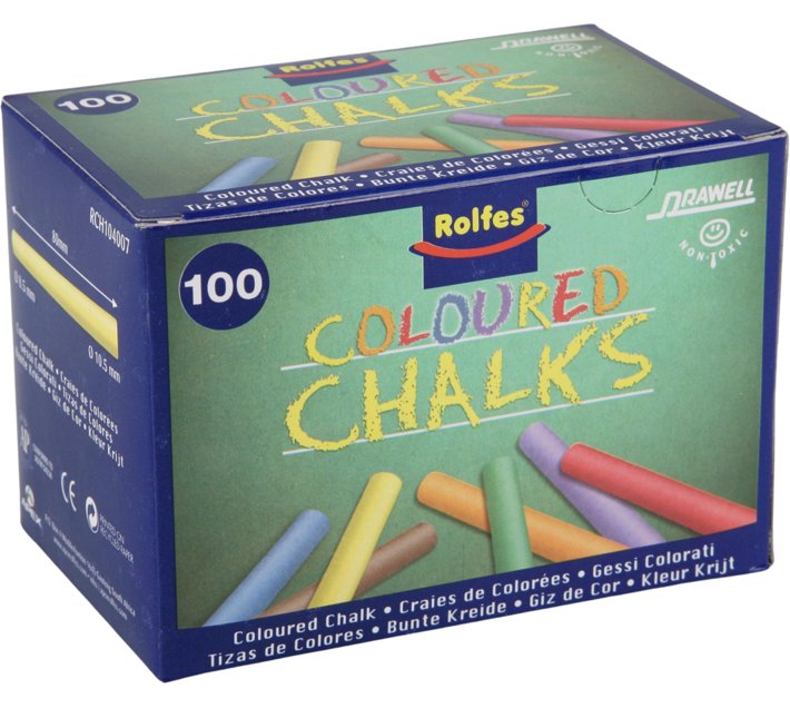 Rolfes Drawell Chalk, Soft Coloured, 100's Coloured Chalk (100 Sticks ...