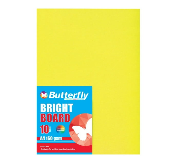Buy Butterfly A4 Bright Yellow Board 10 Sheets 160gsm in Bulk | Makro ...