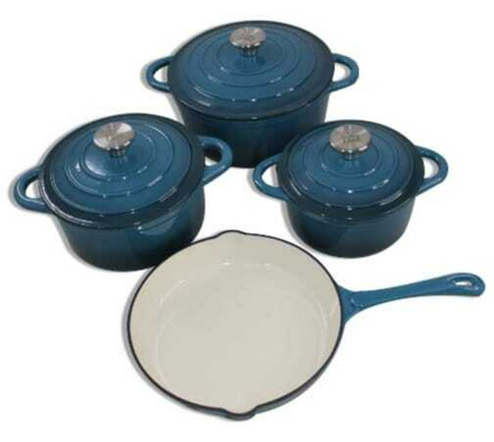 SLE BLUE Non-Stick Coated Cast Iron Cookware Set (7 - Piece) | Makro