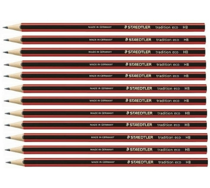 Staedtler Tradition Eco Wood Free HB Pencil Round (Set of 12, Red ...