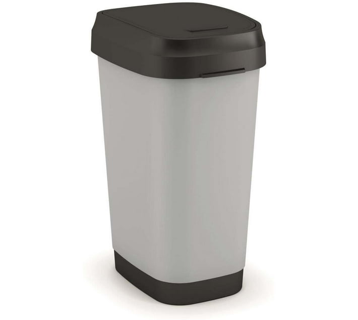 KIS by Keter Dual Swing Style Bin S Steel Plastic Dustbin (Grey) | Makro