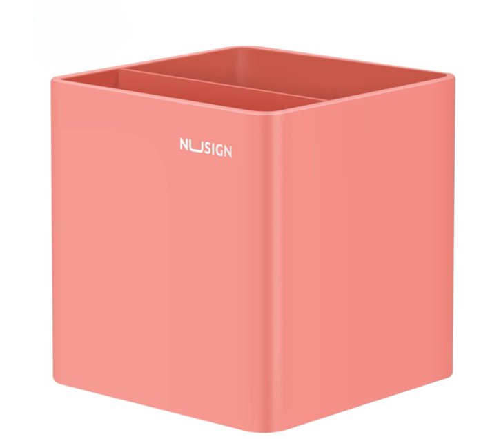 Deli 2 Compartments PVC Premium Square Pencil Cup (Peach) | Makro