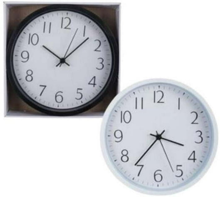 General Analog 26 cm X 10 cm Wall Clock (Black, White, With Glass ...