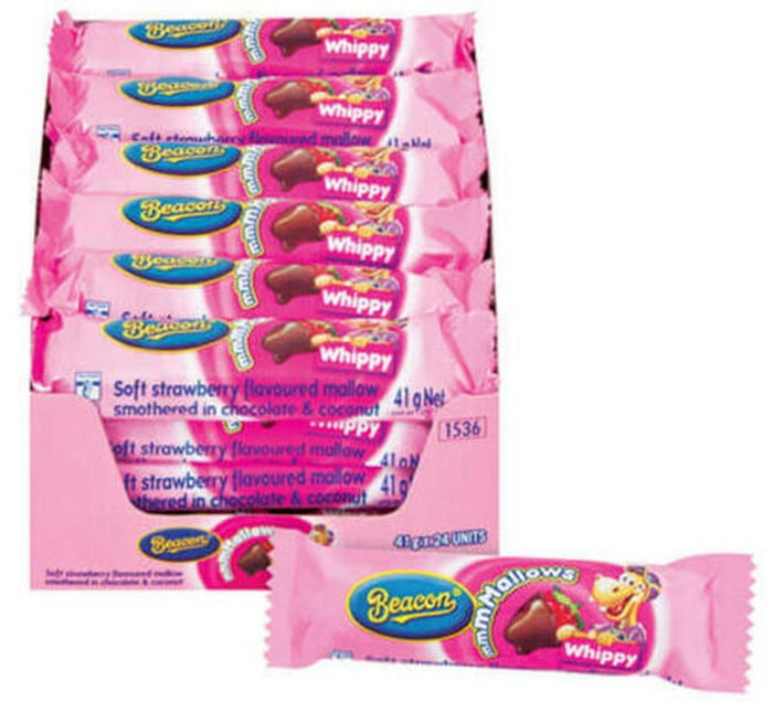 Buy Beacon Mallow Whippy Strawberry 41g Pack of 24 Milk Chocolate Bars ...