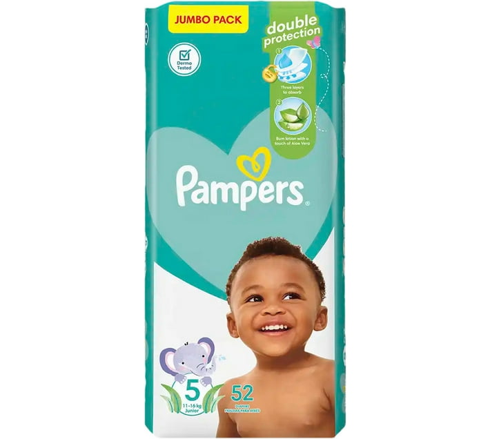 Buy Pampers Active Jumbo Pack Junior Tape Diapers - 5 (52 Pieces) in ...