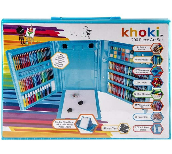 Khoki Drawing Art Set 200 Piece Prints, Stamps & Painting Kit Art and ...