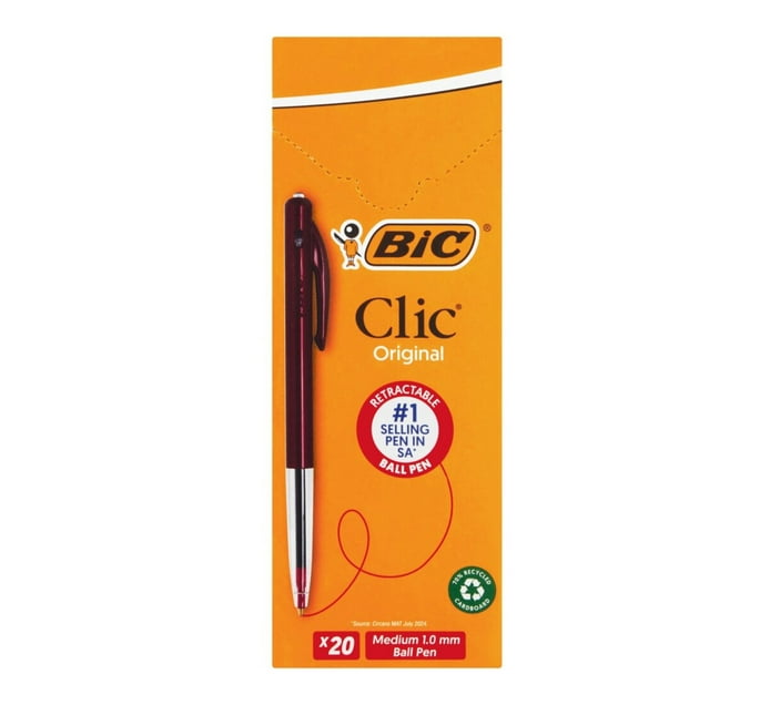 Buy Bic Clic Ballpoint Pen Red 20 Pack in Bulk | Makro Business