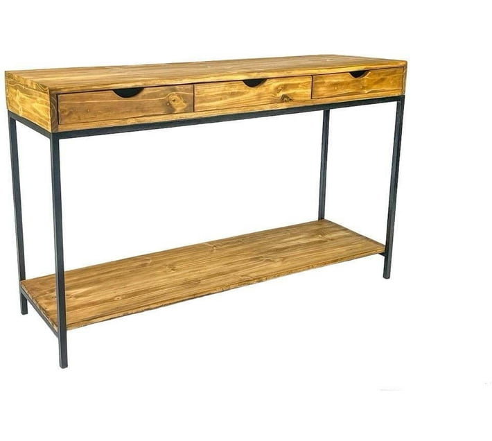 Khaos Solutions 3-Drawer Console Table Solid Wood Multipurpose Table ...