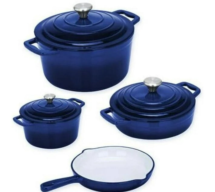 Buy MK HOMO 7 Piece Authentic Cast Iron Dutch Oven Cookware Pot Set Pan ...