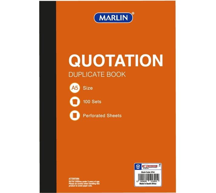 Marlin Duplicate Books A5 Duplicate Books Quotation (Orange) | Makro