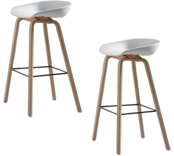 Infinity Homeware Solid Wood Bar Stool (Finish Colour - White, Pre ...