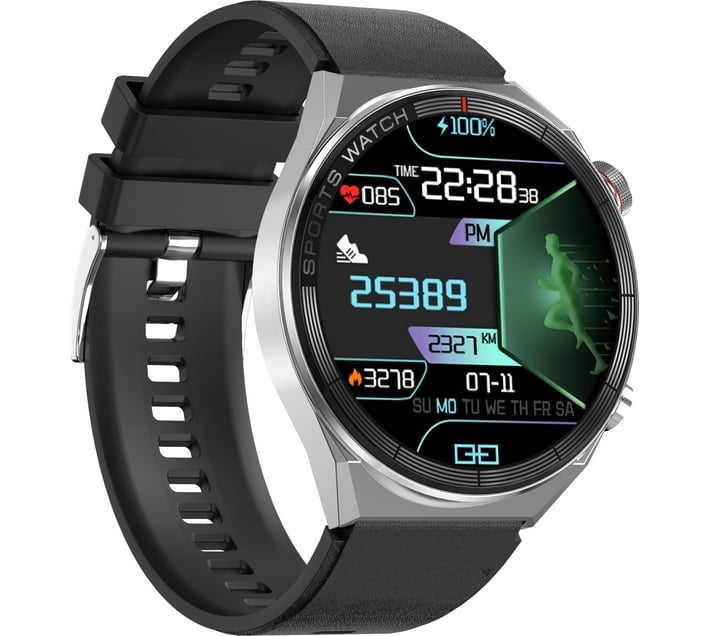 Rayswitch DT03-S Smartwatch (black silicone, extra silvier steel Strap ...