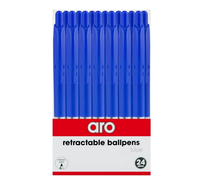Buy Aro Retractable Ballpens Blue Medium Point 24 Pack in Bulk | Makro ...