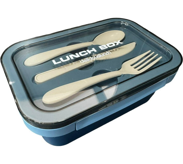 deliciouslunch Divided-Lunch-Box-Blue 2 Containers Lunch Box (1250 ml ...