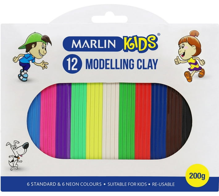 Marlin 200g 6 Neon & 6 Normal Colours Modelling Clay (Multicolour) | Makro