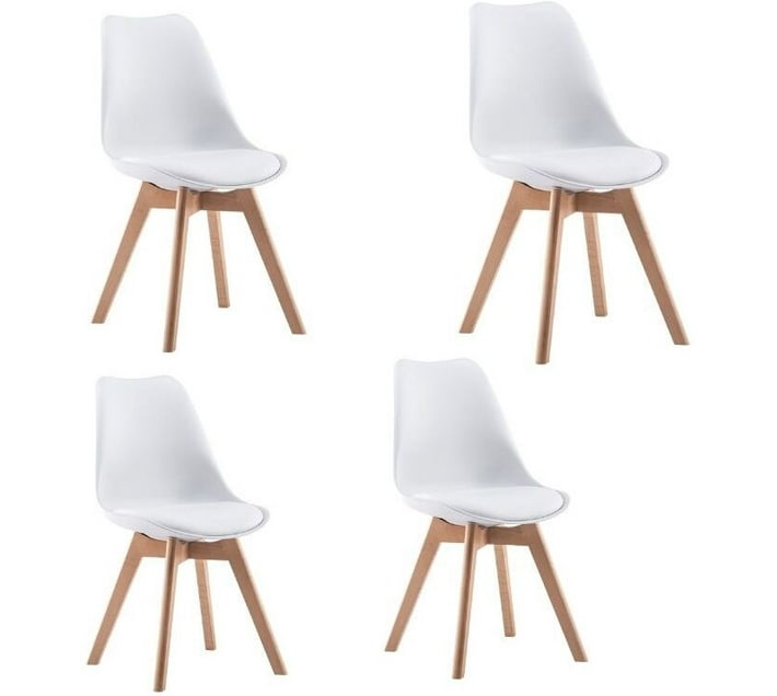 Luna Fabric Dining Chair (Set of 4, Finish Colour - white) | Makro