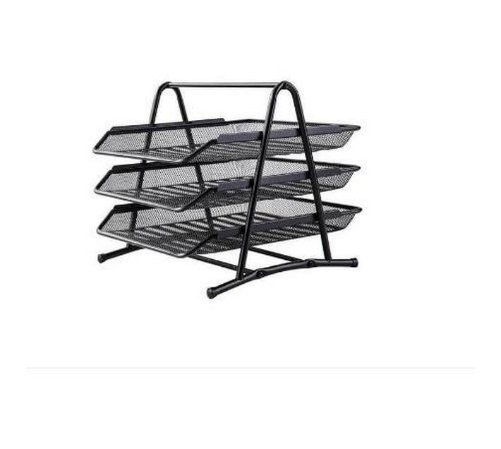 DELI 3 Tier Mesh Steel File Tray Black | Makro