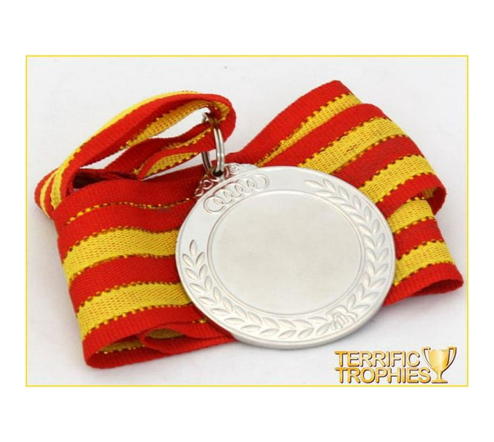 50mm Plain Silver Medal with Ribbon - 10 Pack | Makro