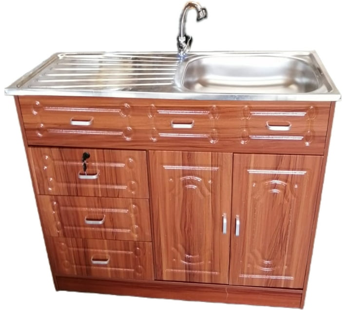 Homie SE001 Solid Wood Kitchen Cabinet (Finish Colour - Brown, Pre ...