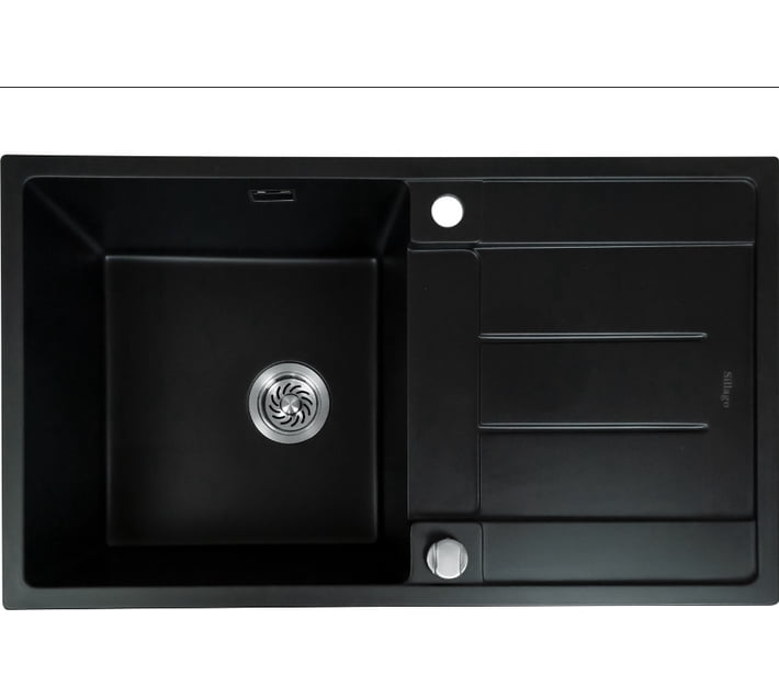 Designer Concepts Alva Large Bowl Quartz Kitchen Sink - Black Metal ...