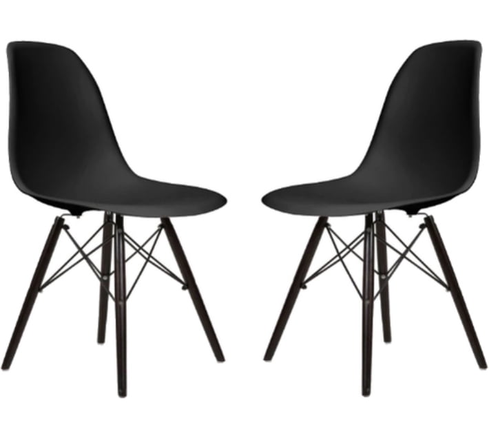SMTE Modern Black Wooden Leg Chairs - 2 Piece Metal Cafeteria Chair ...