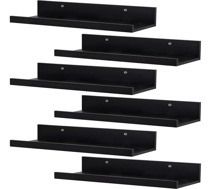 Cart In Mart 6 Pack Floating Shelves Hanging Wall Decor - Modern Black ...