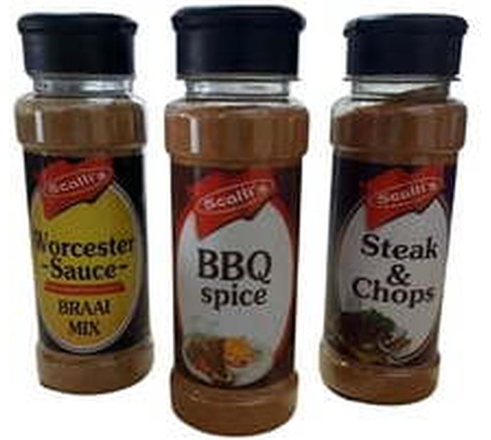 Scalli's Scalli`s 200ml Steak & Chops, 200ml BBQ Spice, 200ml Worcester ...