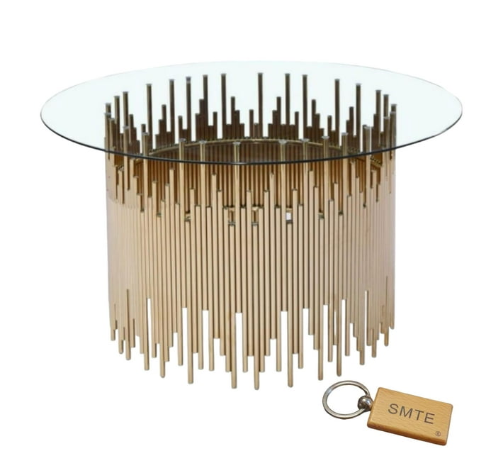 Someone’s in a Makro Glass Round Dining Room Table with Metal Legs+Smte ...